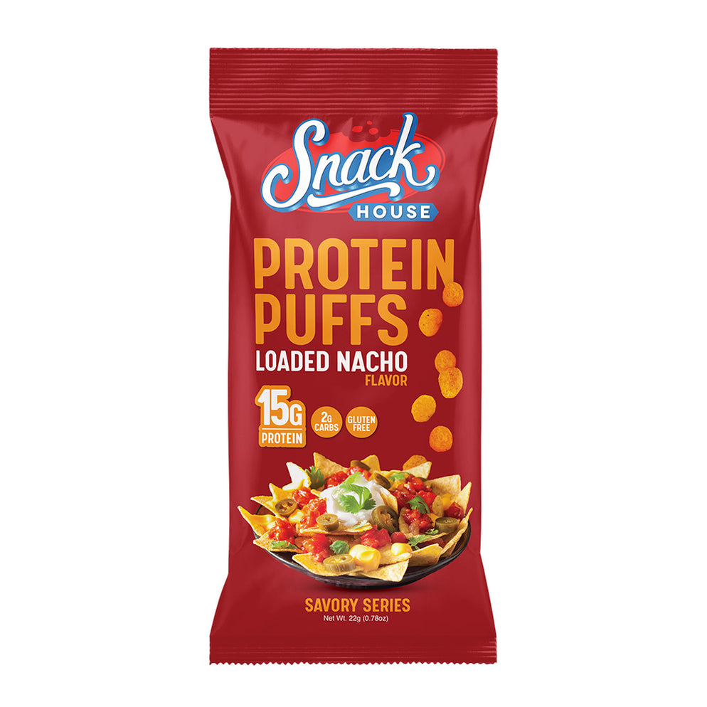 Loaded Nacho Protein Puffs Single Serving - 8-Pack Box — Snack House Foods®